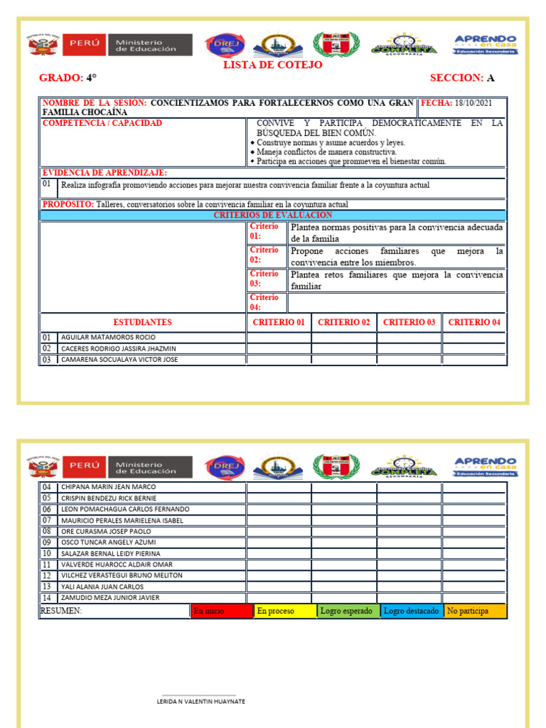 Inst de Eval. - 4°a-Dpcc - Proy 8 - Semana 1-18-10-2021 | PDF