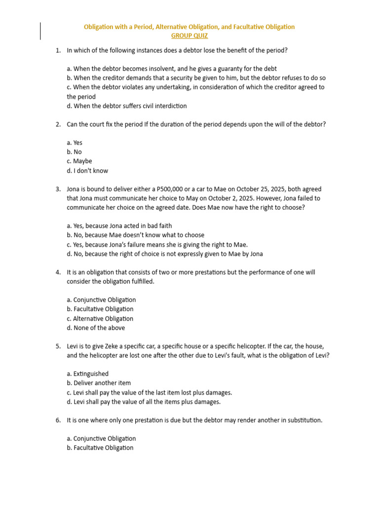 GROUP 2 QUIZ - Section2&3 - 3055 | PDF | Guarantee | Private Law