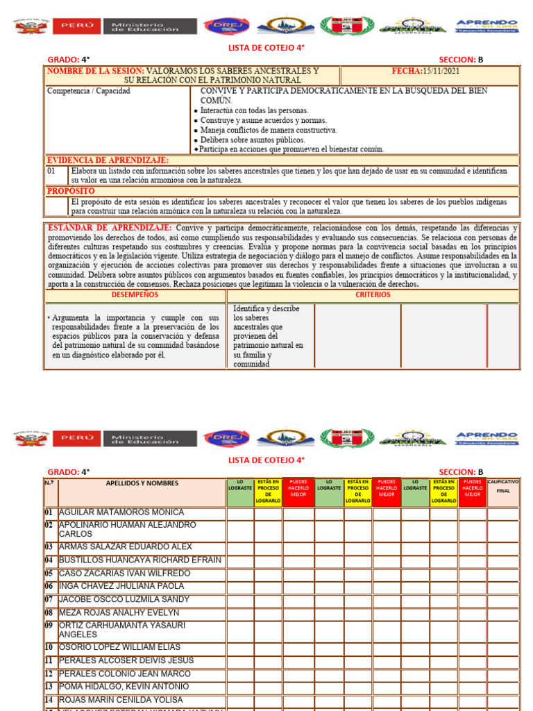 Inst de Eval. - 4°b - DPCC - Exp 9 - Semana 1-15-11-2021 | PDF