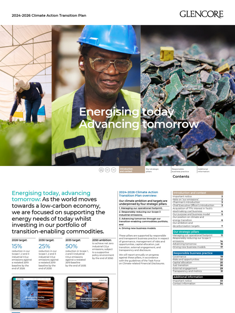 GLENCORE 2024 2026 Climate Action Transition Plan | PDF | Climate ...