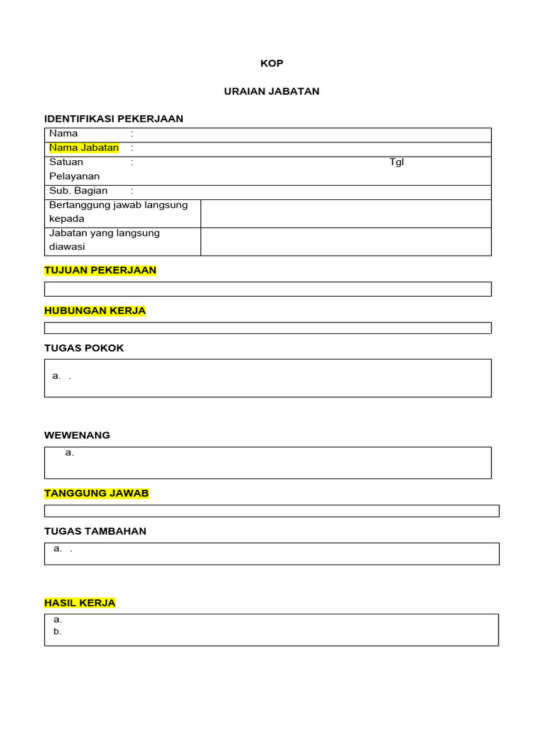 Format Uraian Tugas Pegawai | PDF