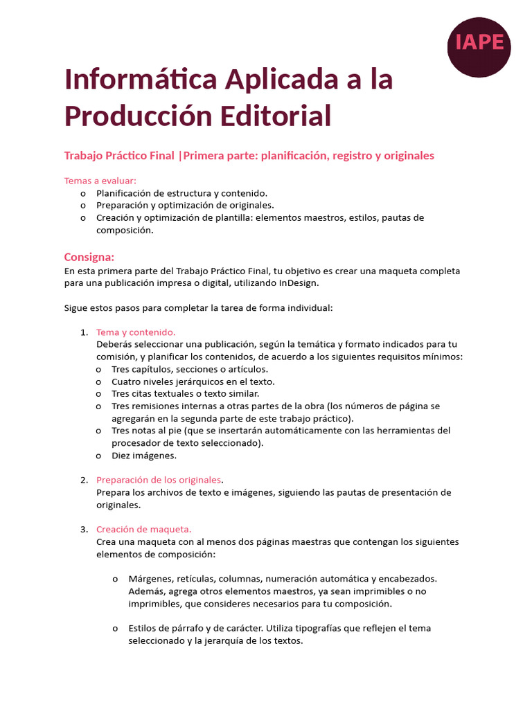 TP Final - Consignas | PDF | Archivo de computadora | Publicación