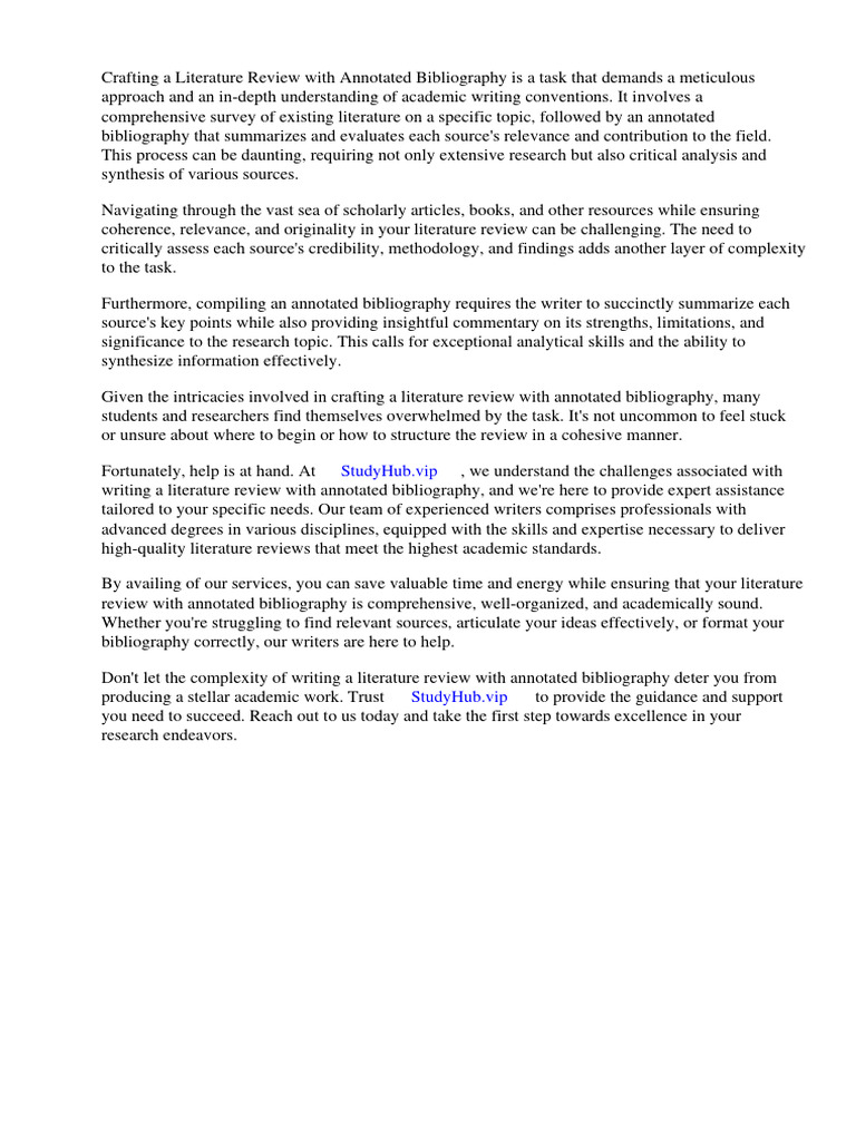 Literature Review With Annotated Bibliography | PDF | Citation ...