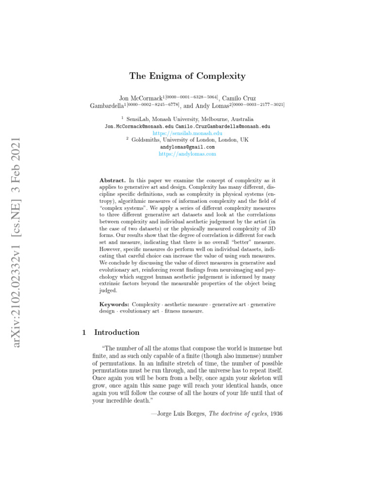 The Enigma of Complexity | PDF | Complexity | Aesthetics