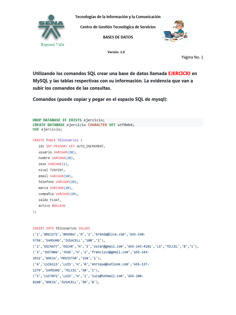 Comando Ejercicio 3 | PDF | Smartphone | SQL