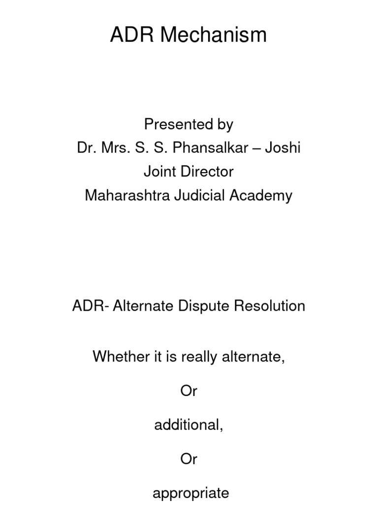 1.ADR-Mechanism in India | PDF | Alternative Dispute Resolution | Mediation