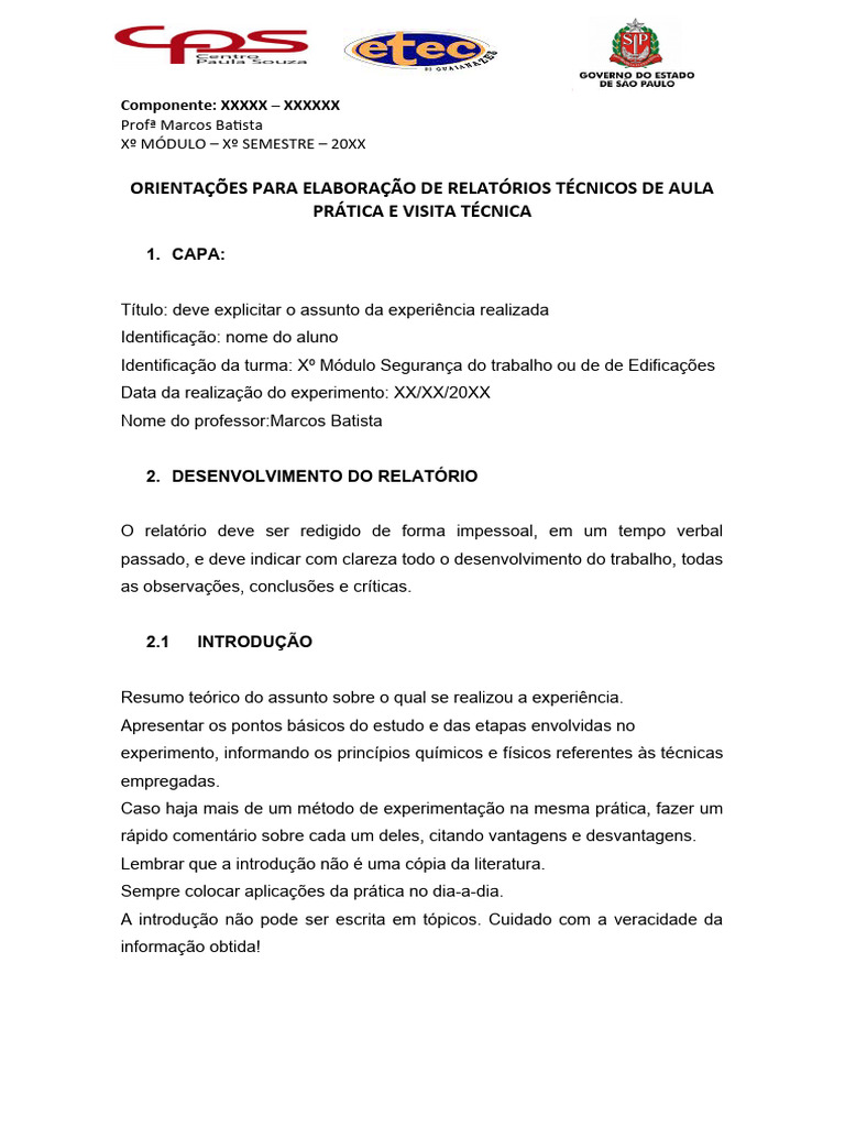Modelo Relatório Técnico | PDF | Science
