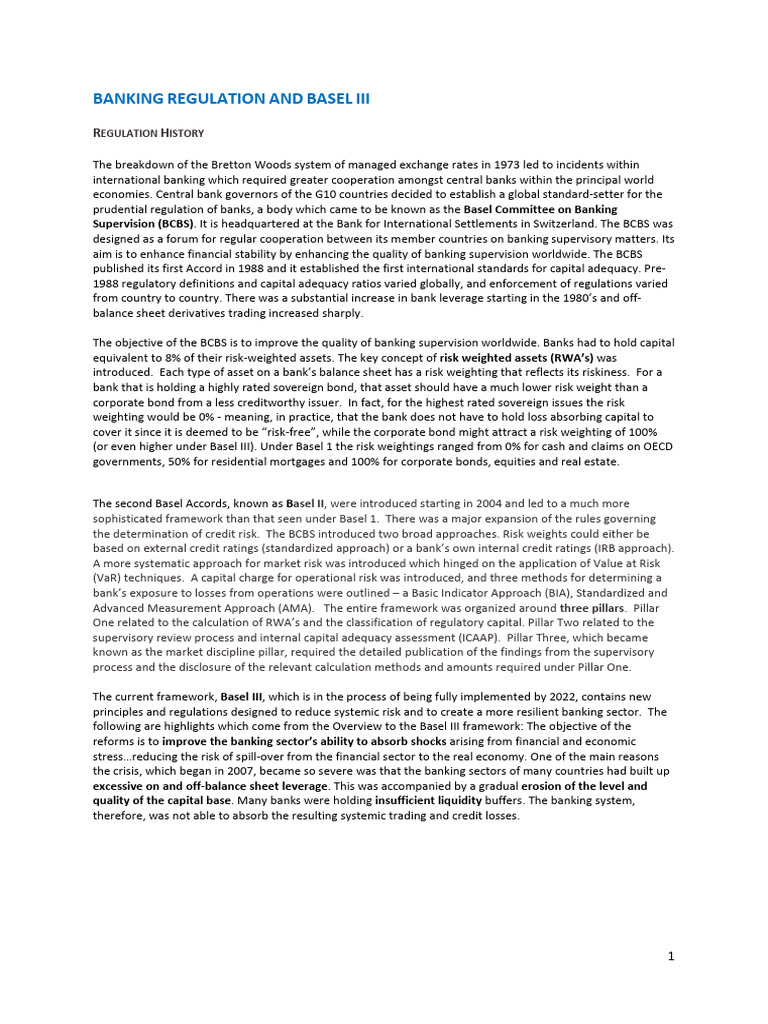 2 - Banking Regulation and Basel III | PDF | Basel Iii | Capital Requirement