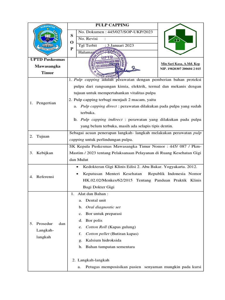 SOP Pulp Capping | PDF