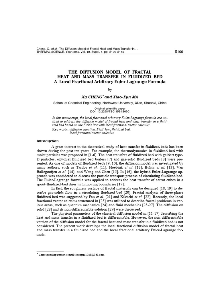 The Diffusion Model of Fractal Heat and Mass Transfer in Fluidized Bed A Local Fractional ...