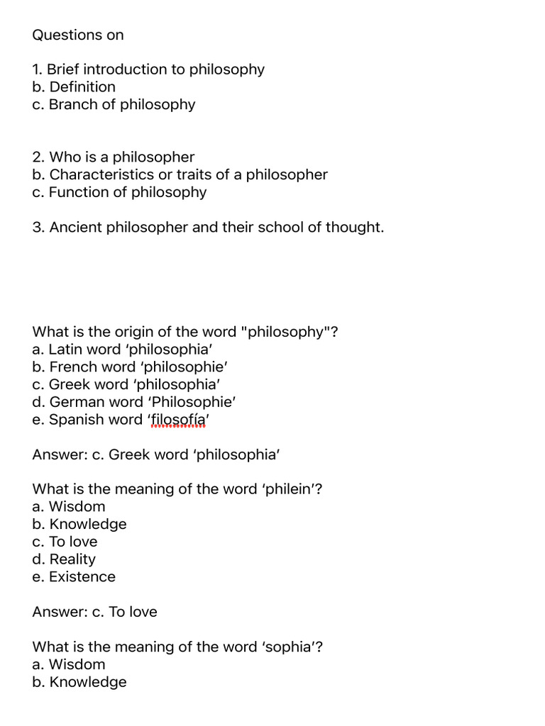 Philosophy Questions Bank and Answer For wk1&2 | PDF | Metaphysics ...