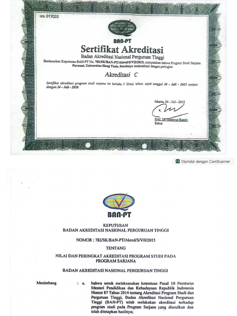 SERTIFIKAT AKREDITASI FARMASI | PDF