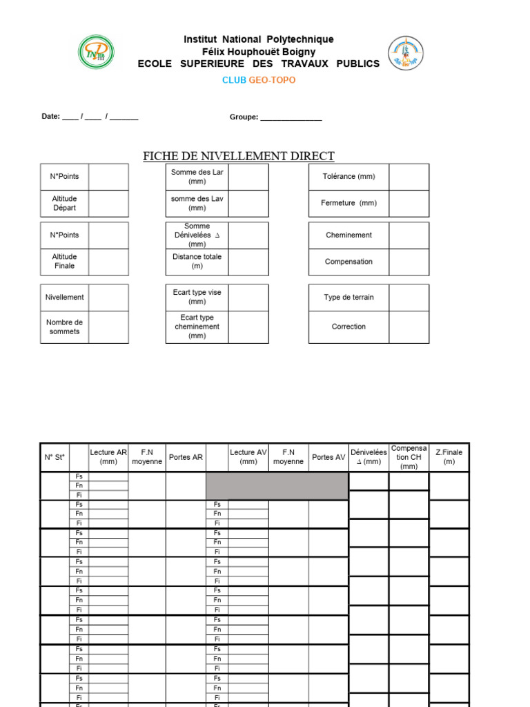 Fiche de Nivellement Direct | PDF