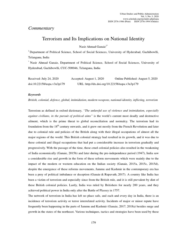 Terrorism and Its Implications On National Identit | PDF | Politics