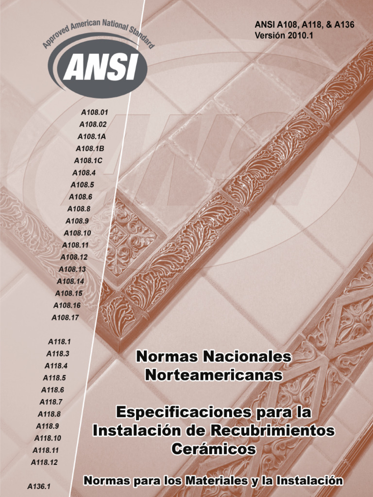 ANSI A-108 - Spanish | PDF | Mortero (Albañilería) | Materiales de ...