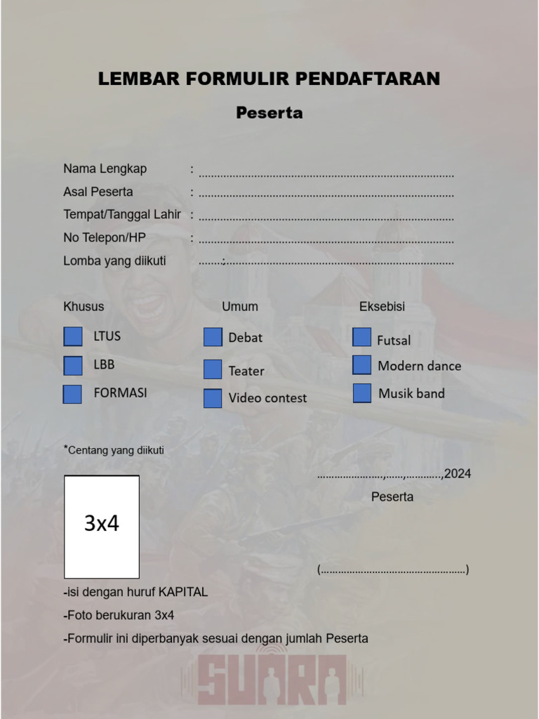 Formulir Pendaftaran Lomba Paskibra 2024 | PDF