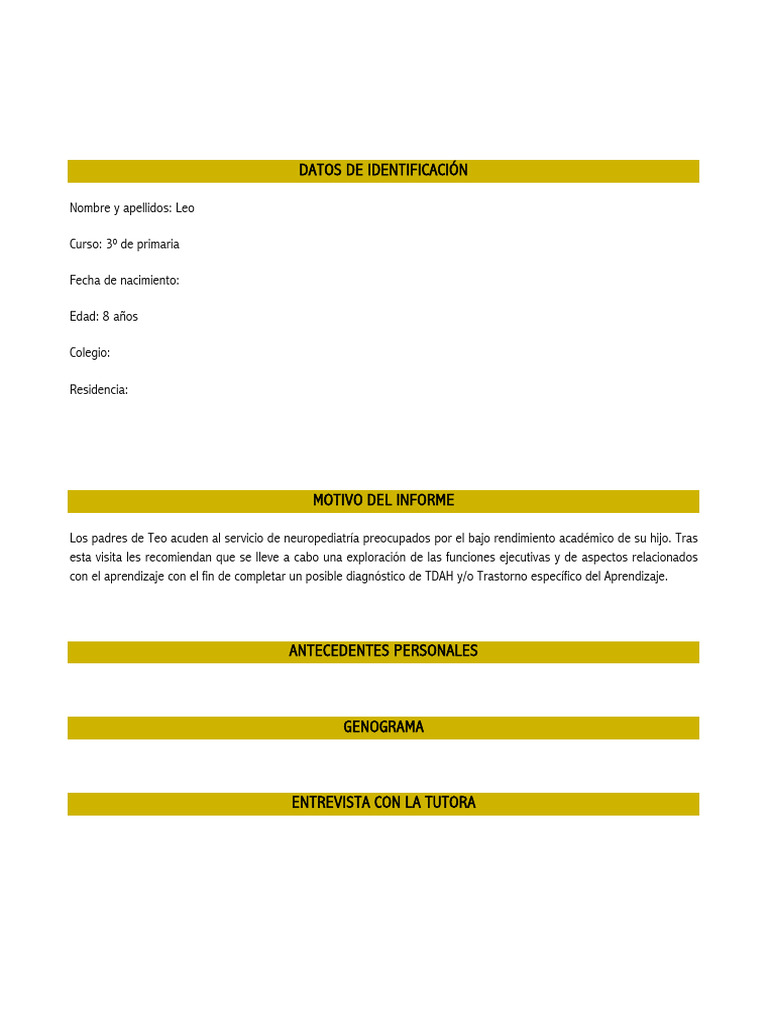 T3-Ejemplo Devolucion Informe | PDF | Desorden hiperactivo y deficit de atencion | Psicología ...