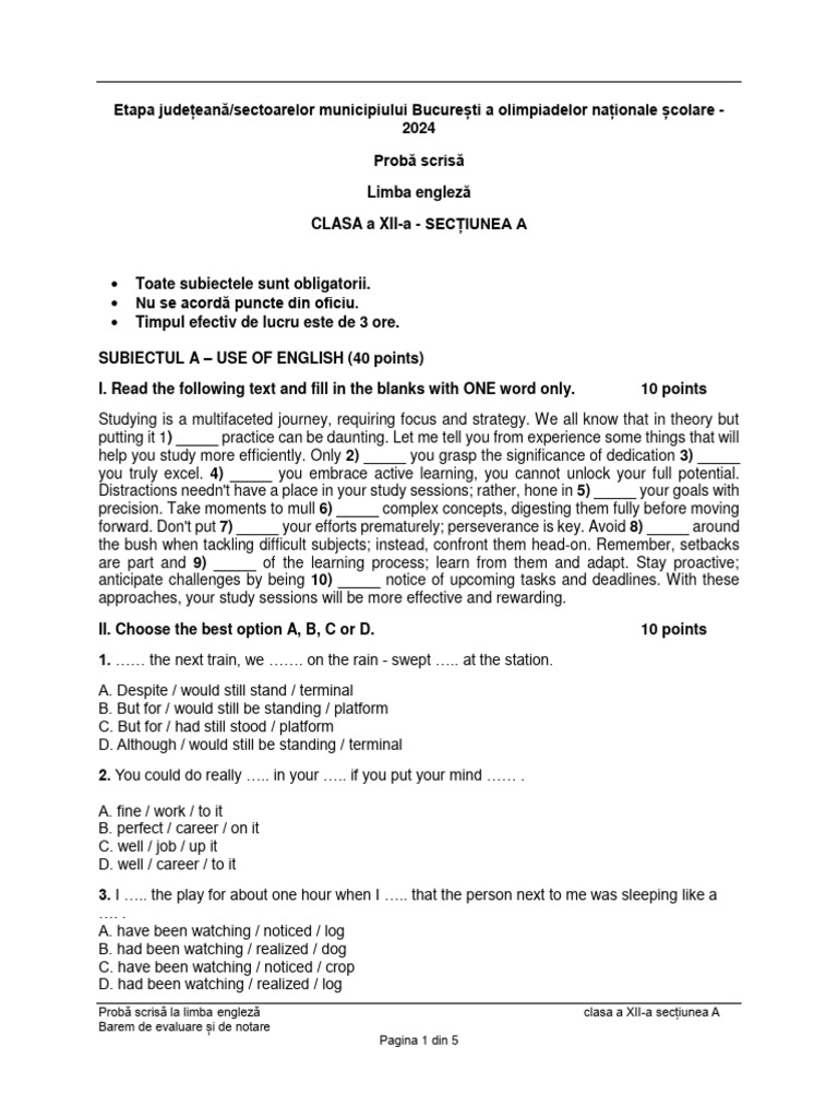 English Exam Evaluation Criteria 2024 | PDF | Liberal Arts Education