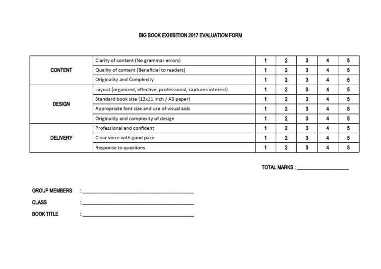 Big Book Evaluation Form | PDF