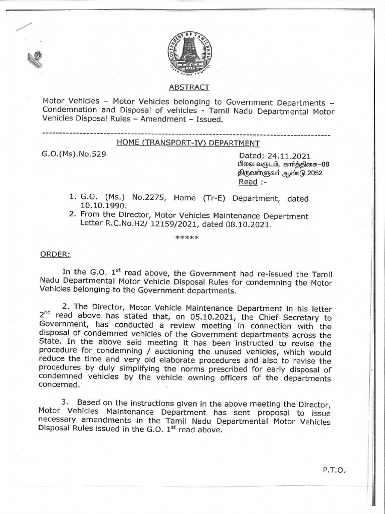 Condemnation and Disposal of Govt. Vehicles - TN Motor Vehicles ...