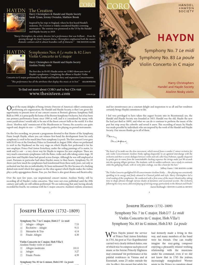 Program Notes - Haydn Violin Concerto No. 2 | PDF | Musicology ...