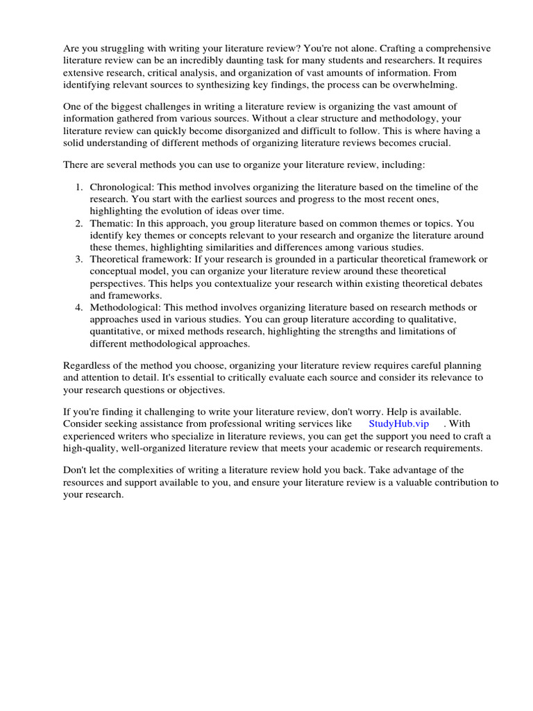 Methods of Organising Literature Review | PDF | Methodology | Essays