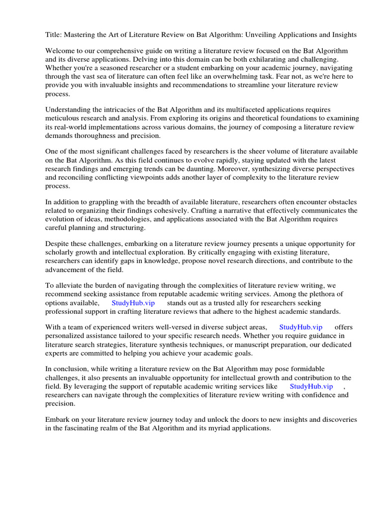 Bat Algorithm Literature Review and Applications | PDF | Metaheuristic ...