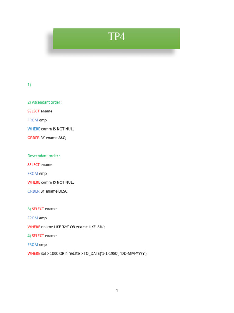 TP4 Base de Donnees | PDF | Teaching Methods & Materials