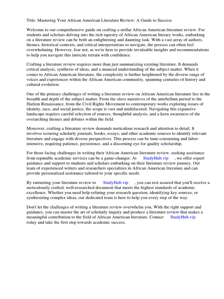 African American Literature Review Guide | PDF | African American ...