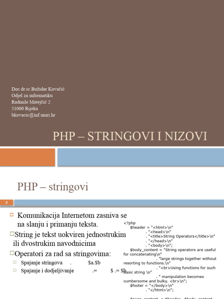 PHP Stringovi Nizovi | PDF | Computer Data | String (Computer Science)