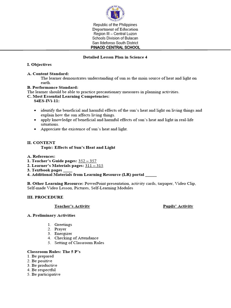 Detailed Lesson Plan | PDF | Learning | Water Cycle Detailed Lesson Plan | PDF | Learning | Water Cycle