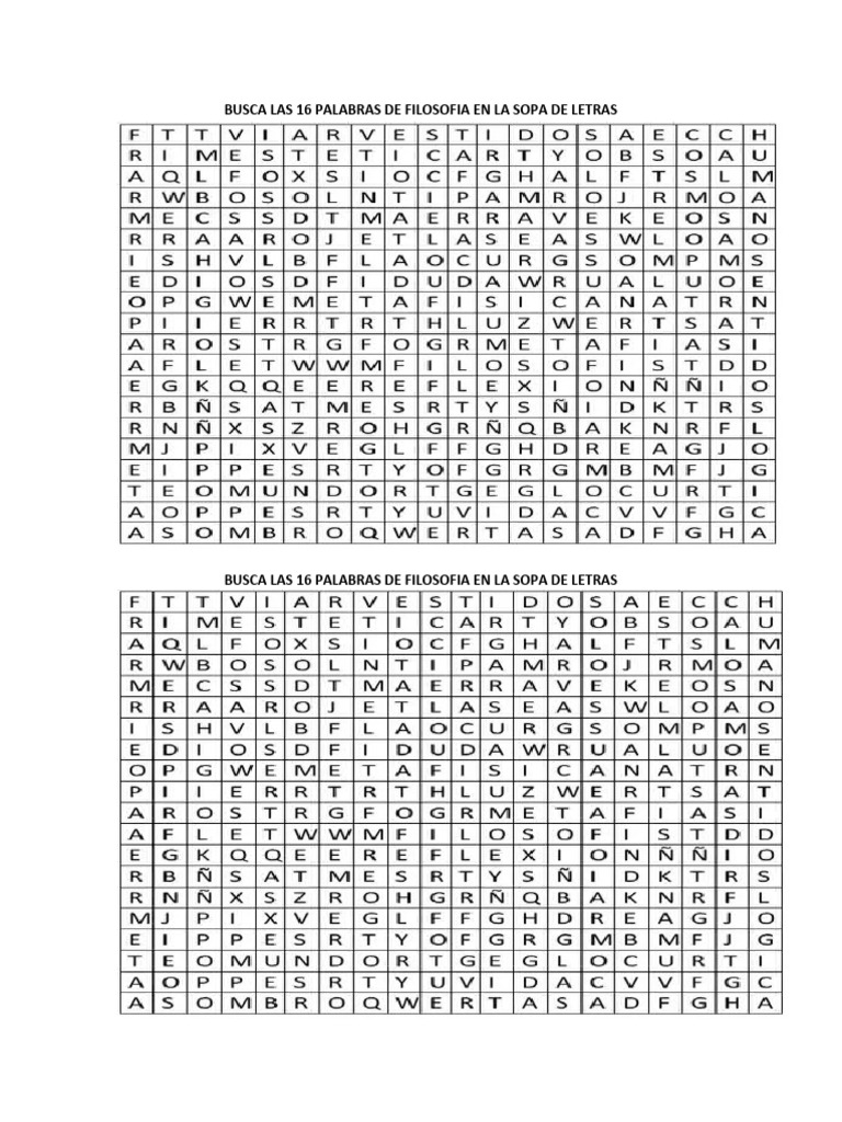 Sopa de Letras 16 Palabras de Filosofia | PDF