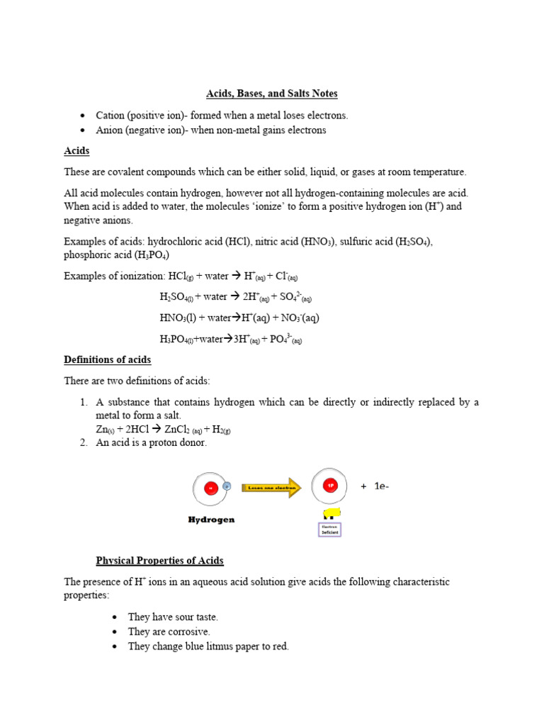 Form 4 Acid, Bases and Salts Notes | PDF | Salt (Chemistry) | Hydroxide