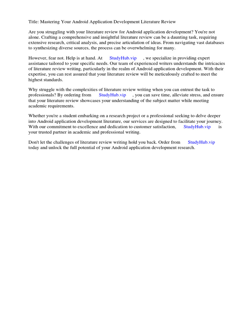 Android Application Development Literature Review Pdf Android Operating System