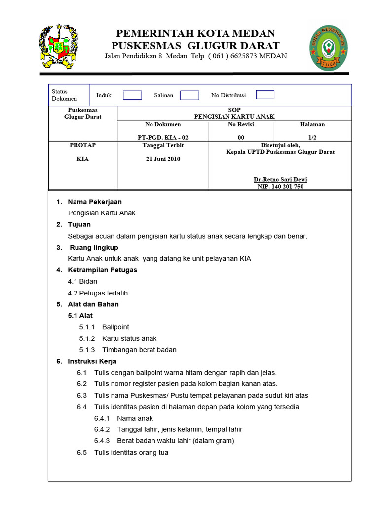Protap-Kia-02 Pengisian Kartu Anak | PDF