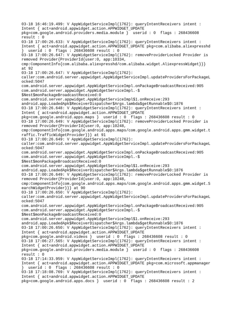 Appwidget History Log1 | PDF | System Software | Operating System Families