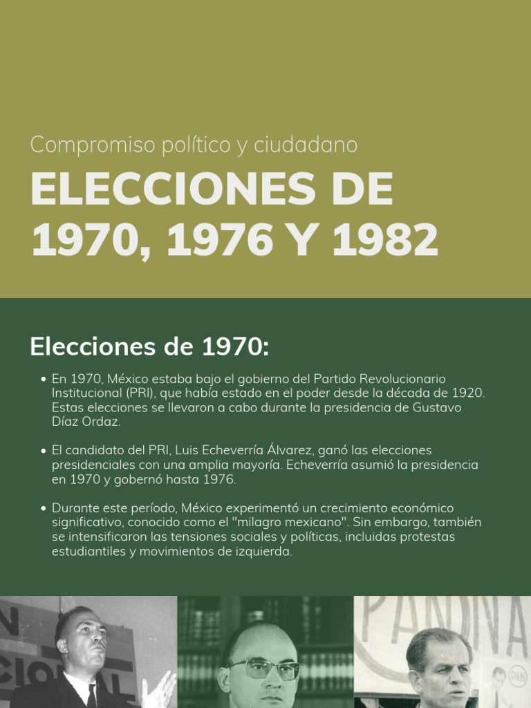 Elecciones presidenciales en México 1970-1982 | PDF | Partido ...