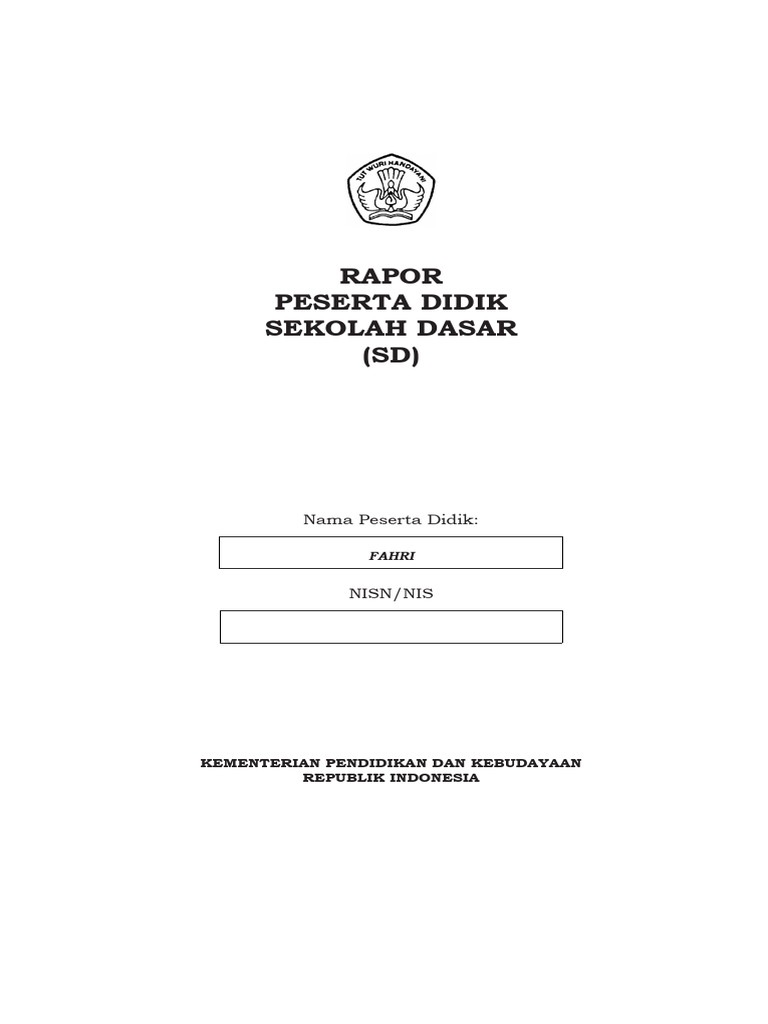 Format Rapor Pendidikan K13 2019 | PDF