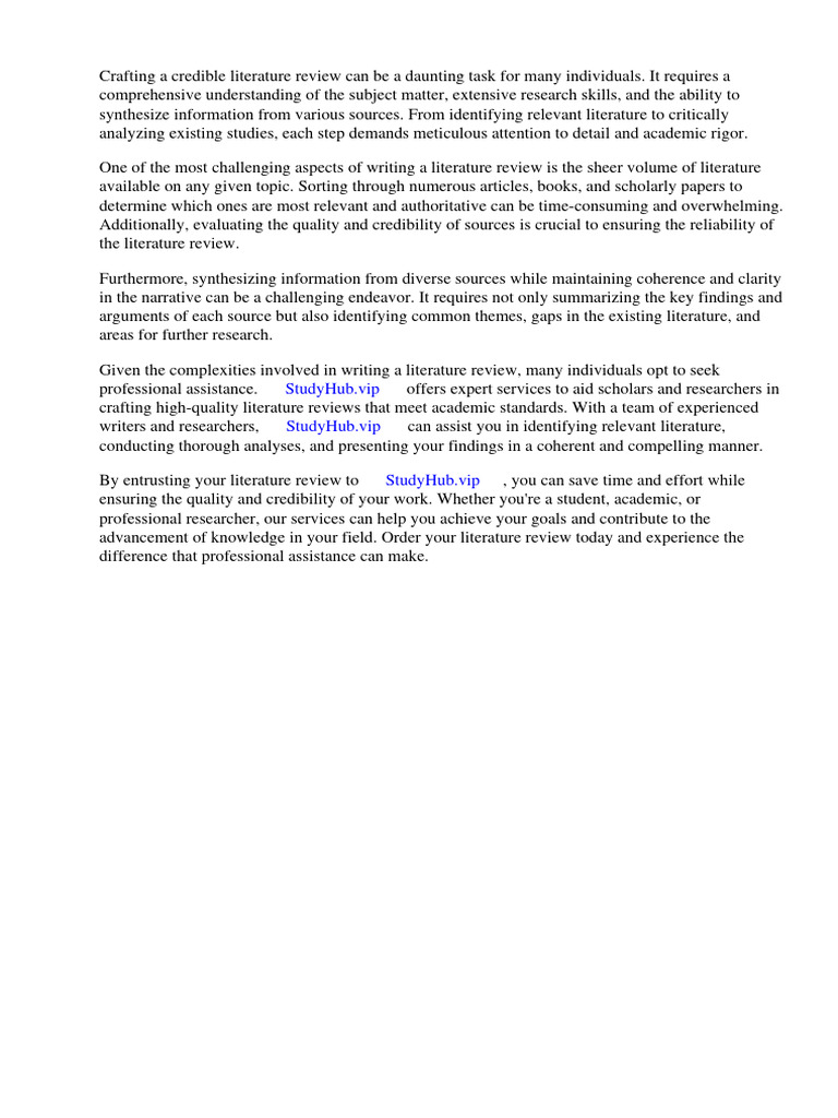A Credible Literature Review Should | PDF | Credibility | Literature Review