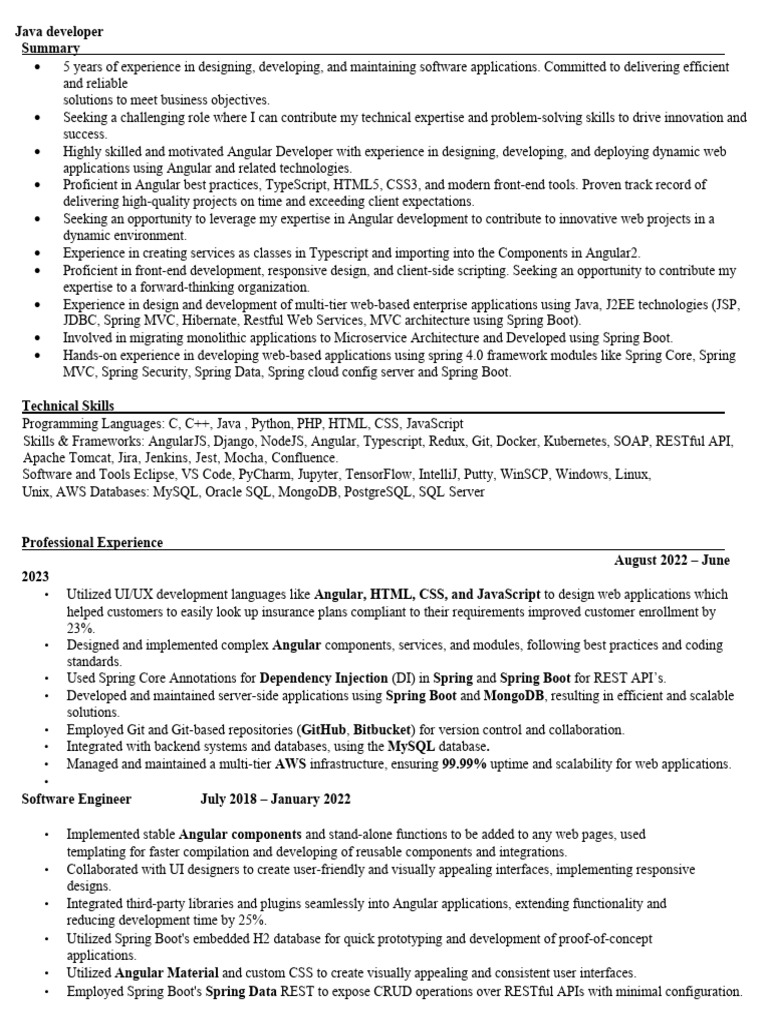Resume Java | PDF | Web Application | Databases Resume Java | PDF | Web Application | Databases