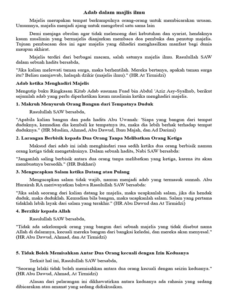 Materi Adab Dalam Majlis Ilmu | PDF | Agama & Spiritualitas