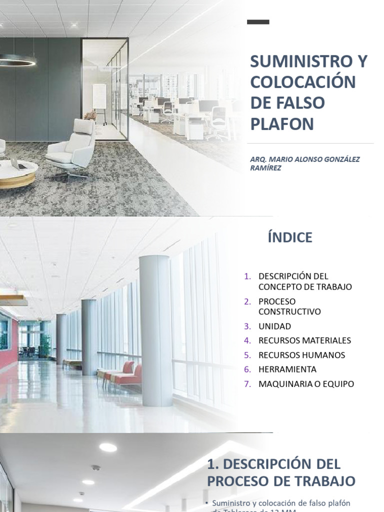 Suministro y Colocación de Falso Plafon | PDF | Paneles de yeso | Ingeniería de Edificación