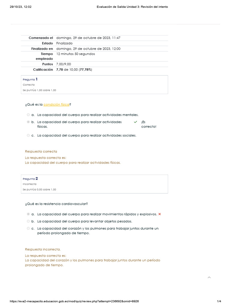 Evaluación de Salida Unidad 3 - Revisión Del Intento | PDF | Índice de ...