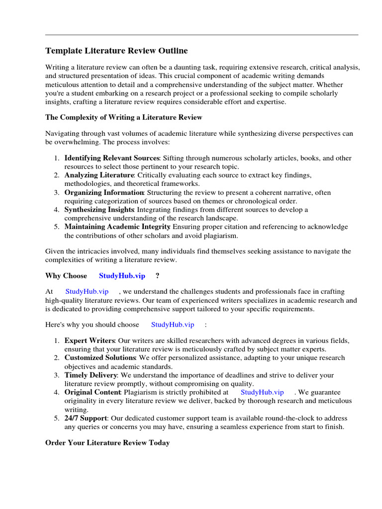 Template Literature Review Outline | PDF | Thesis | Literature Review