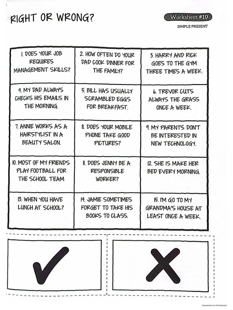 Right or Wrong - Present Simple | PDF