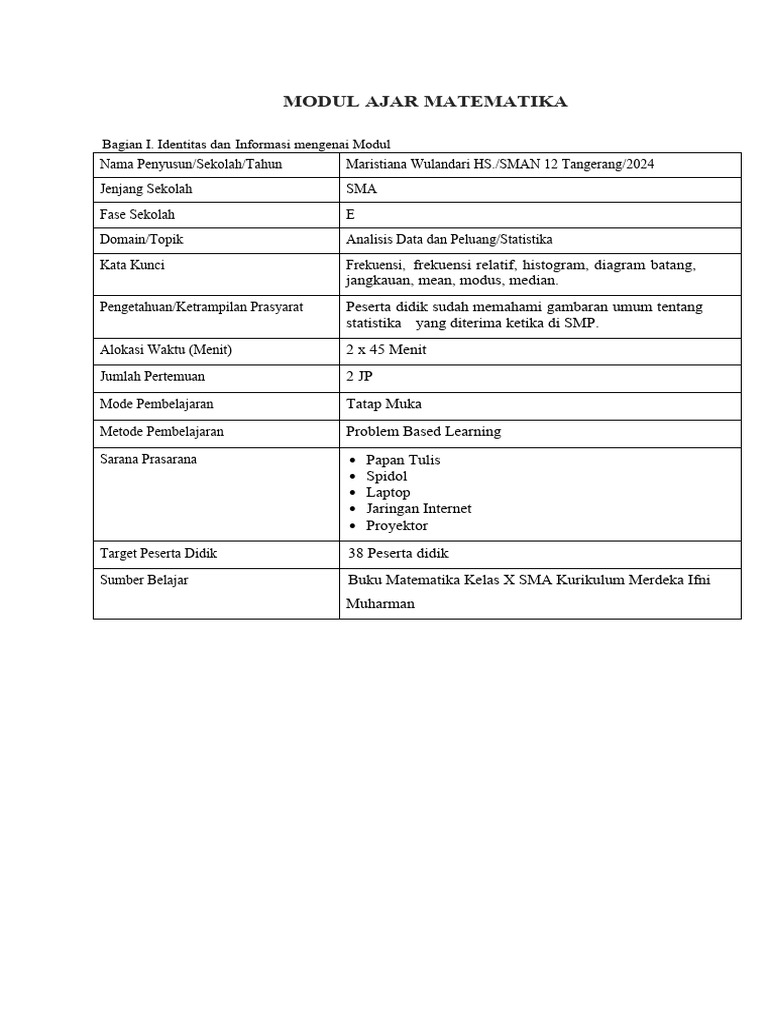 Modul Ajar Matematika | PDF | Karier & Perkembangan | Sains & Matematika
