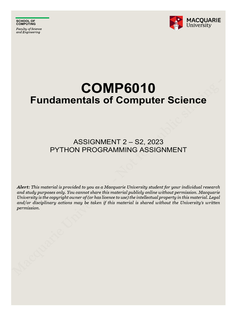 Assignment 2 Specifications | PDF | Python (Programming Language) | Software Engineering