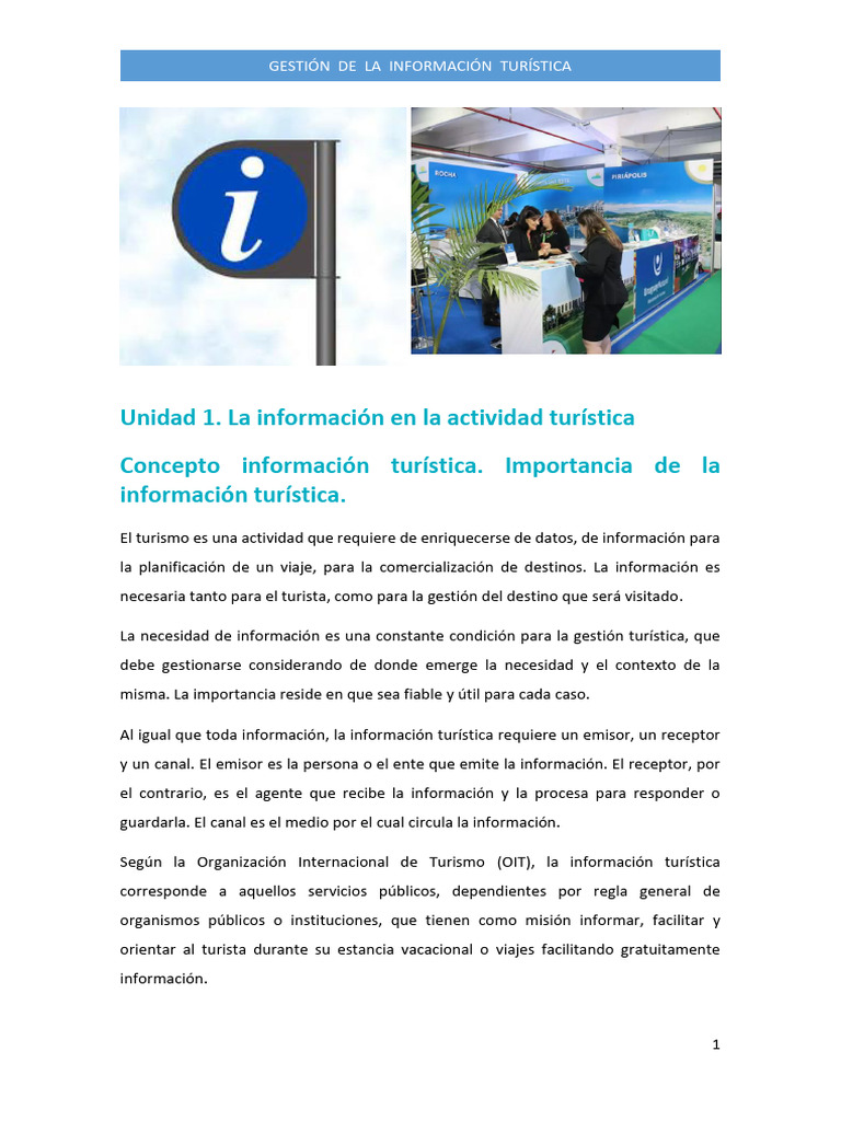 Gestión de Información Turística UNIDAD 1 | PDF | Turismo | Agencia de ...