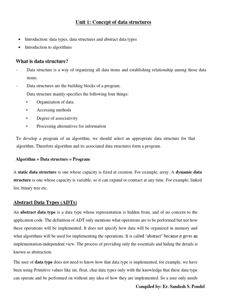 DSA 1 (Concept of Data Structures) | PDF | Data Type | Data Structure DSA 1 (Concept of Data Structures) | PDF | Data Type | Data Structure