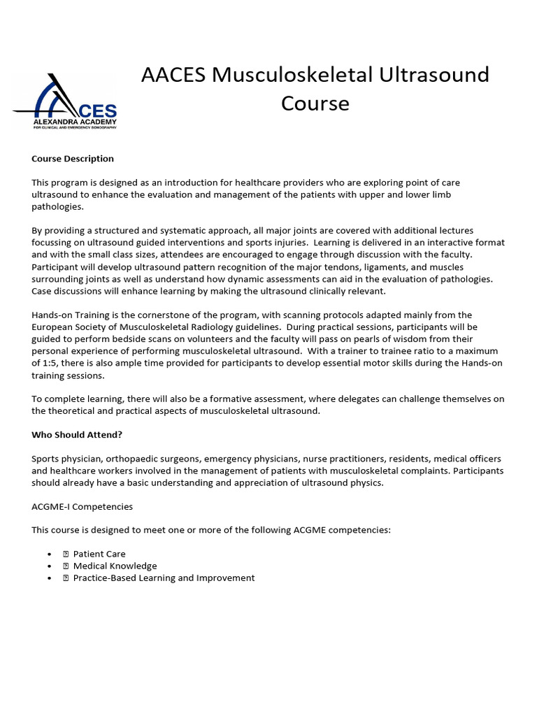 Musculoskeletal Ultrasound Course | PDF | Health Care | Health Professional